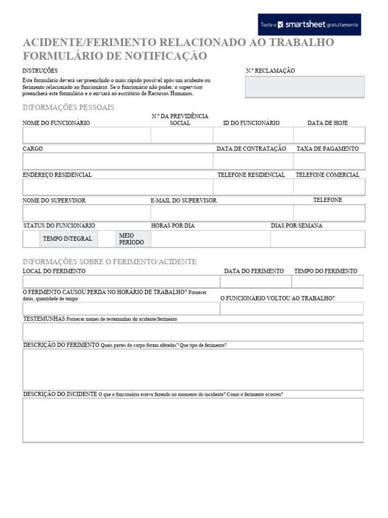 IC Work Related Accident Injury Report Form Template 10691 WORD PT ...