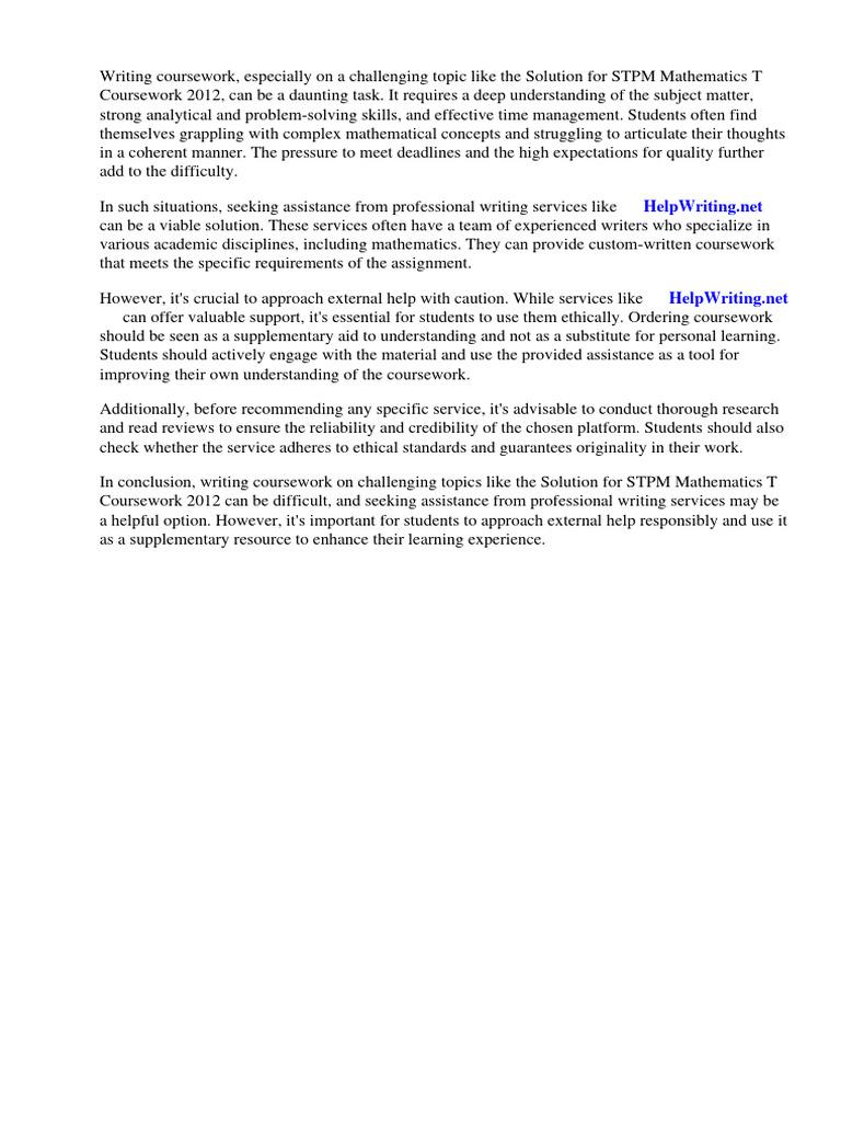 Solution For STPM Mathematics T Coursework 2012 | PDF | Mathematics ...