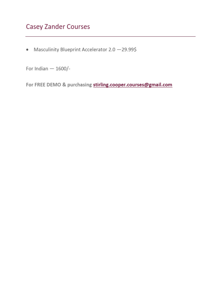 Casey Zander Courses | PDF
