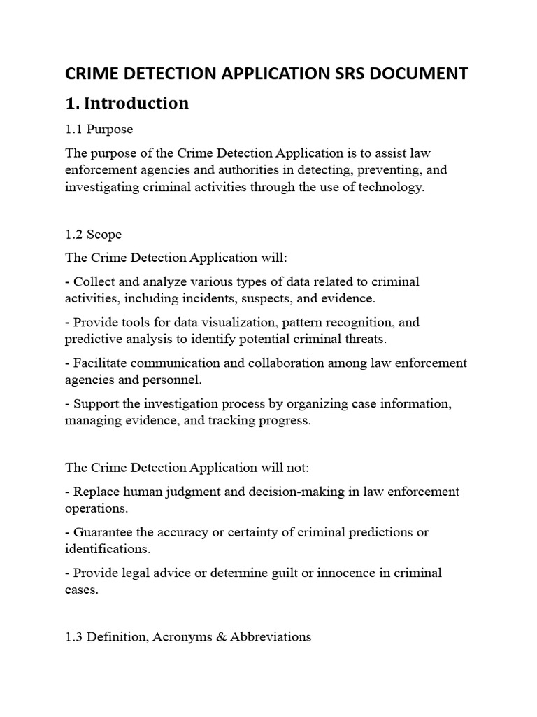 Crime Detection Application SRS Document | Download Free PDF | Databases | User Interface