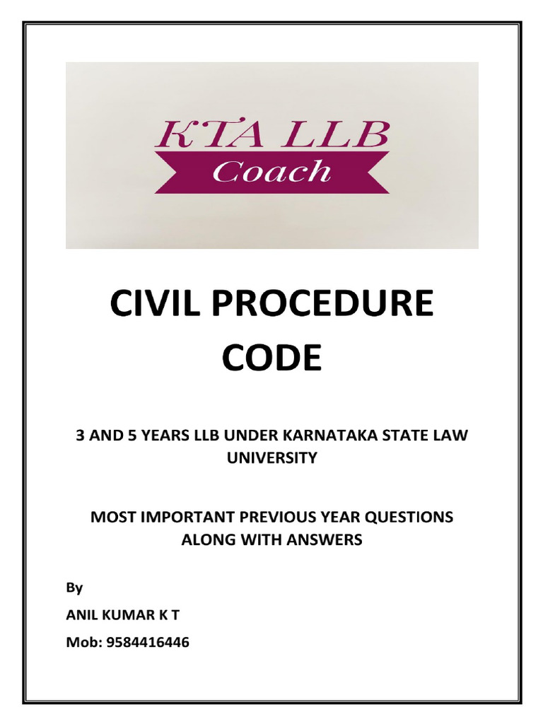 Civil Procedure Code KSLU Notes Grand Final | PDF