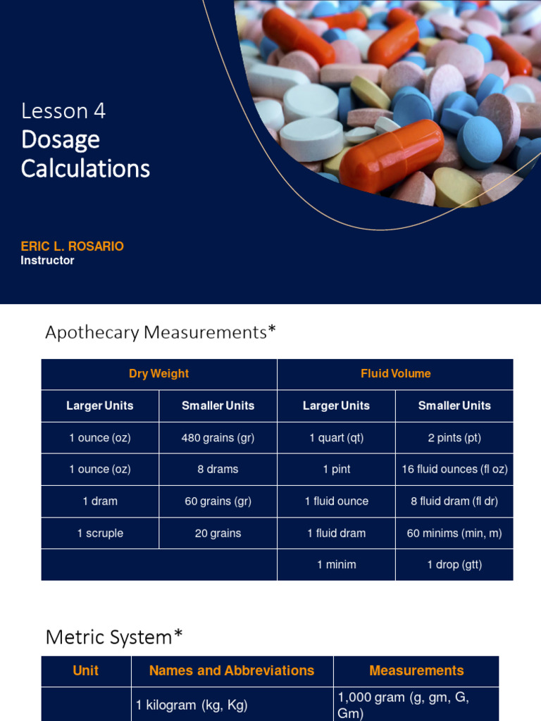 Study Guide Drug Calculation | PDF | Ounce | Litre