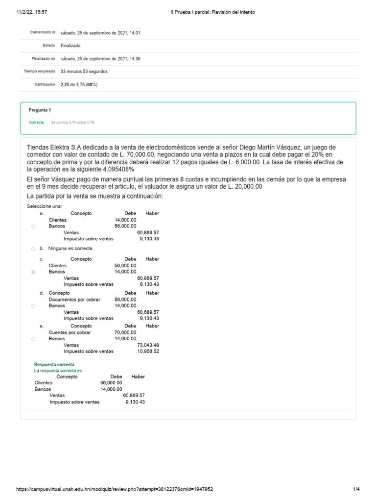 II Prueba I Parcial - Revisión Del Intento | PDF | Bancos | Economias