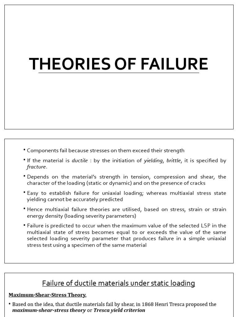 Theories of Failure Failure of Ductile Materials | PDF | Strength Of ...