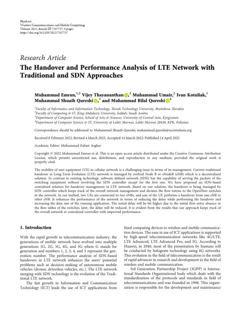 The Handover and Performance Analysis of LTE Netwo | PDF | Lte (Telecommunication) | 4 G
