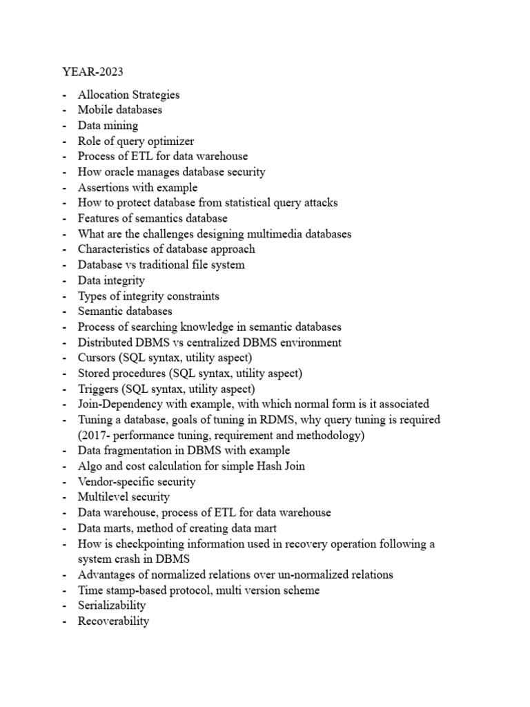 Adba Pyq | PDF | Databases | Sql Adba Pyq | PDF | Databases | Sql