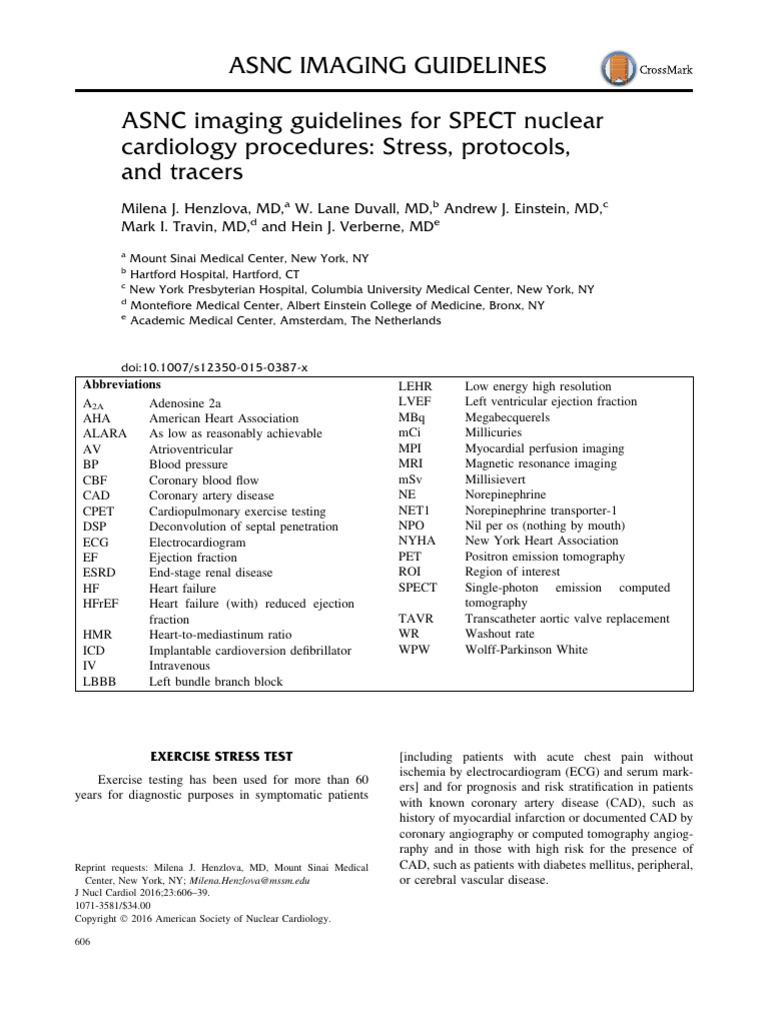 1 - ASNC Imaging Guidelines For SPECT | PDF | Cardiology | Myocardial ...