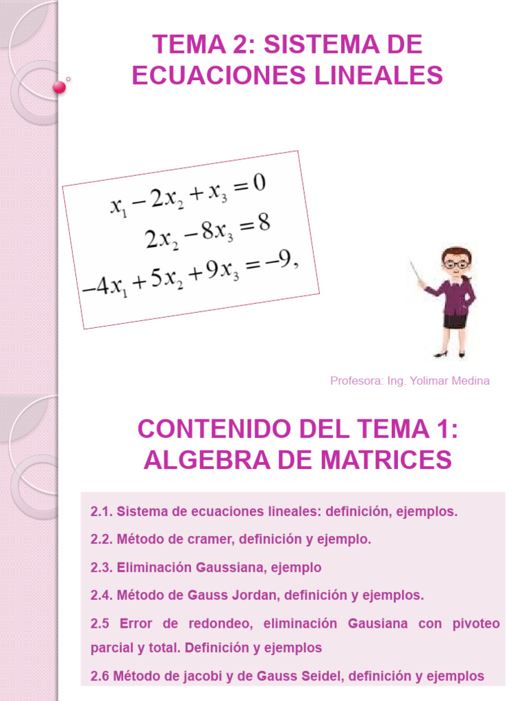 Clase Algebra Lineal - Tema 2. Sistema de Ecuaciones Lineales | PDF | Ecuaciones | Matriz ...