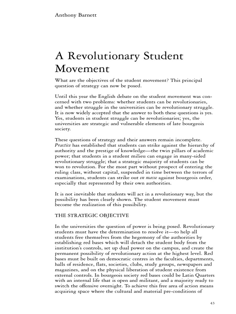 A Revolutionary Student Movement - Anthony Barnett | PDF | Capitalism | Socialism