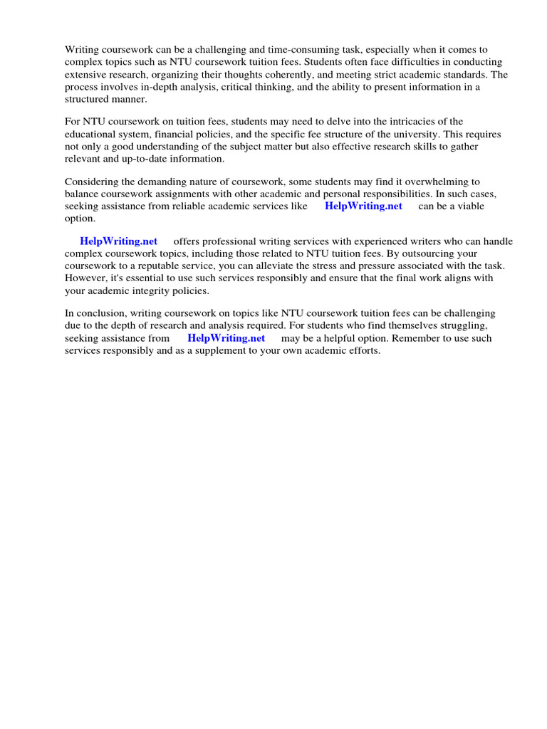 NTU Tuition Fee Coursework Guide | PDF | Cost Of Living | University