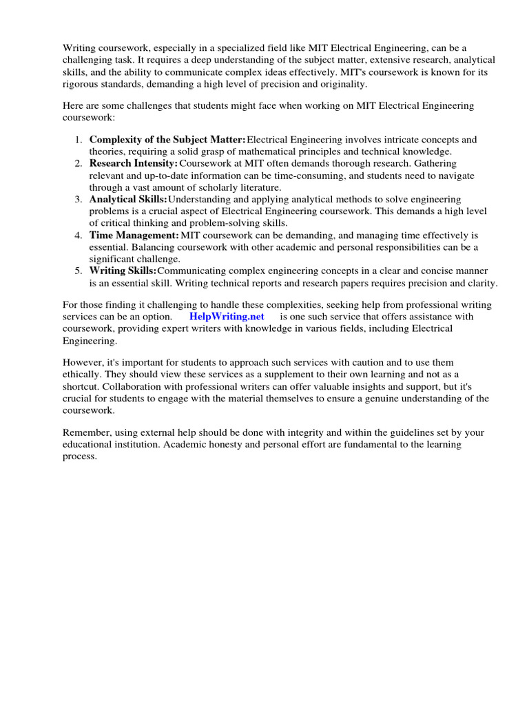 Mit Electrical Engineering Coursework | PDF | Engineering | Electrical ...