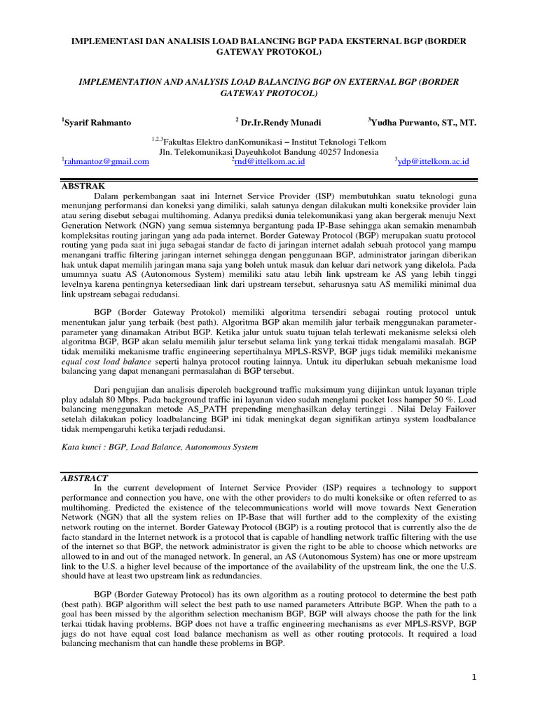 Implementasi Dan Analisis Load Balancing BGP Pada Eksternal BGP (Border ... Implementasi Dan Analisis Load Balancing BGP Pada Eksternal BGP (Border ...