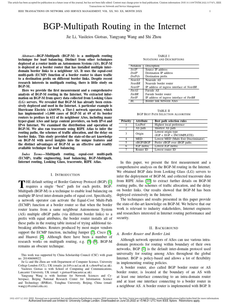 BGP-Multipath Routing in The Internet | PDF | Router (Computing) | Routing