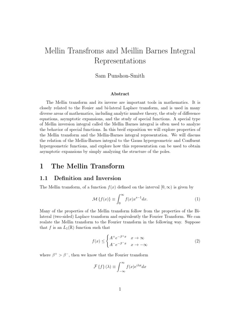 Mellin Barnes | PDF | Fourier Transform | Laplace Transform