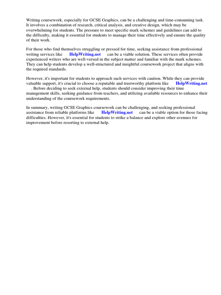 GCSE Graphics Coursework Help | PDF | Linked In | Understanding