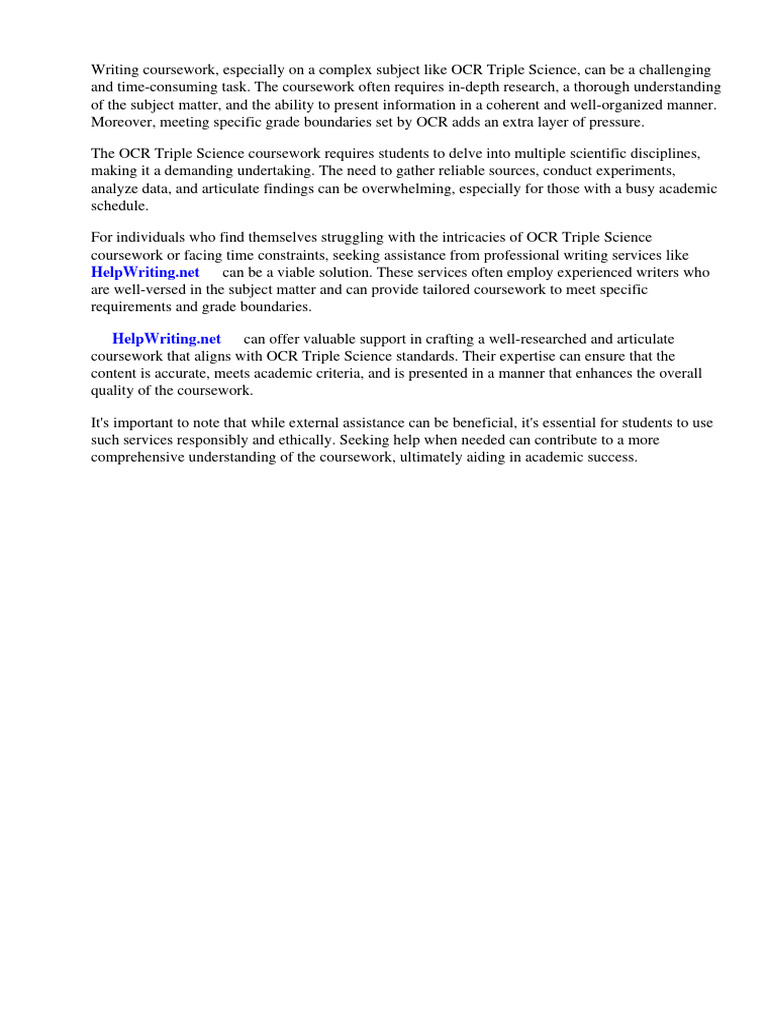 Ocr Triple Science Coursework Grade Boundaries | PDF | Gce Advanced Level (United Kingdom ...