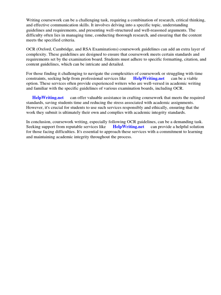 Ocr Coursework Guidelines | PDF | Science