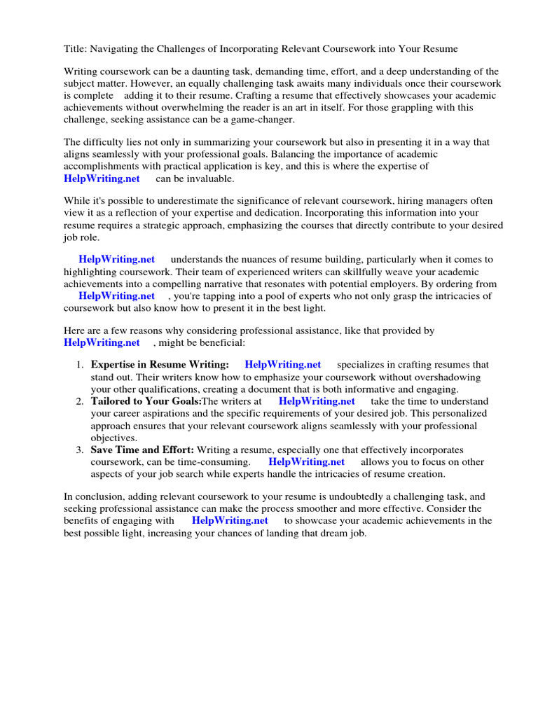 How To Add Relevant Coursework To A Resume | PDF | Résumé | Recruitment