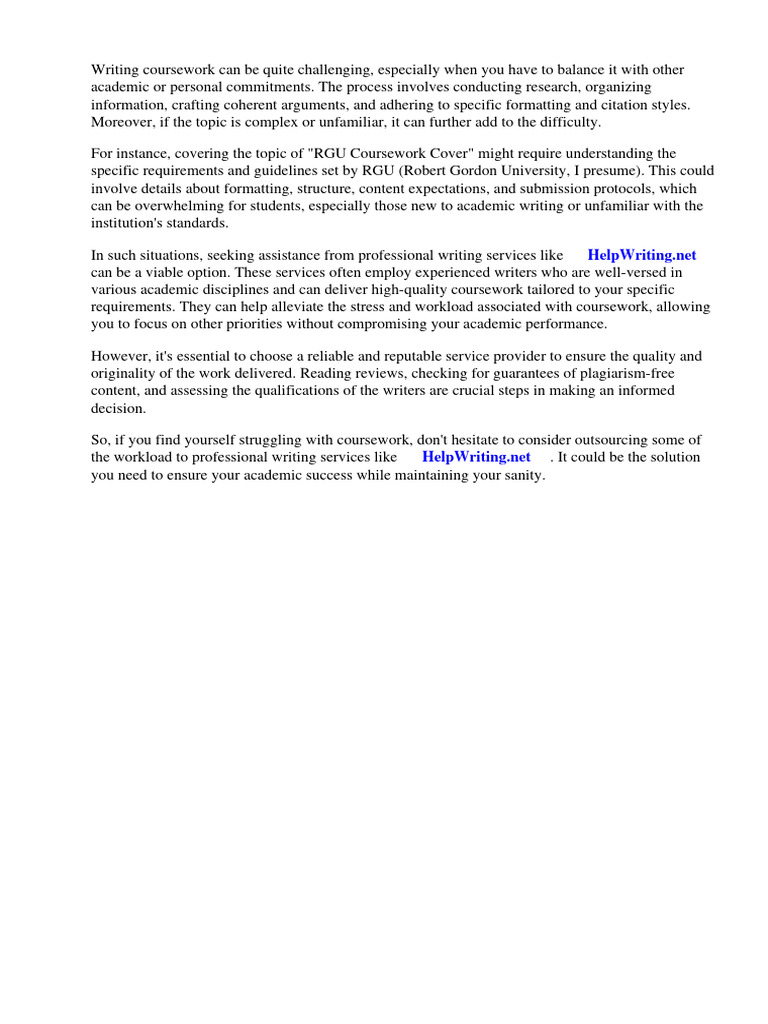 Rgu Coursework Cover | PDF