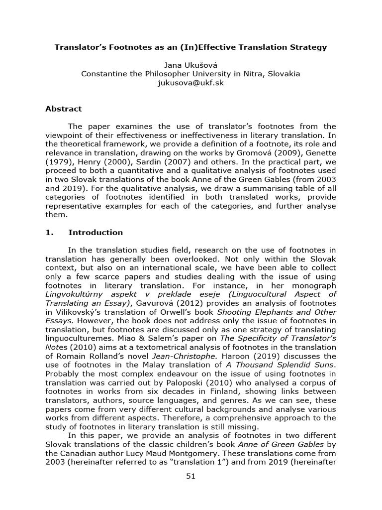 Translator's Footnotes As An (In) Effective Translation Strategy | PDF ...