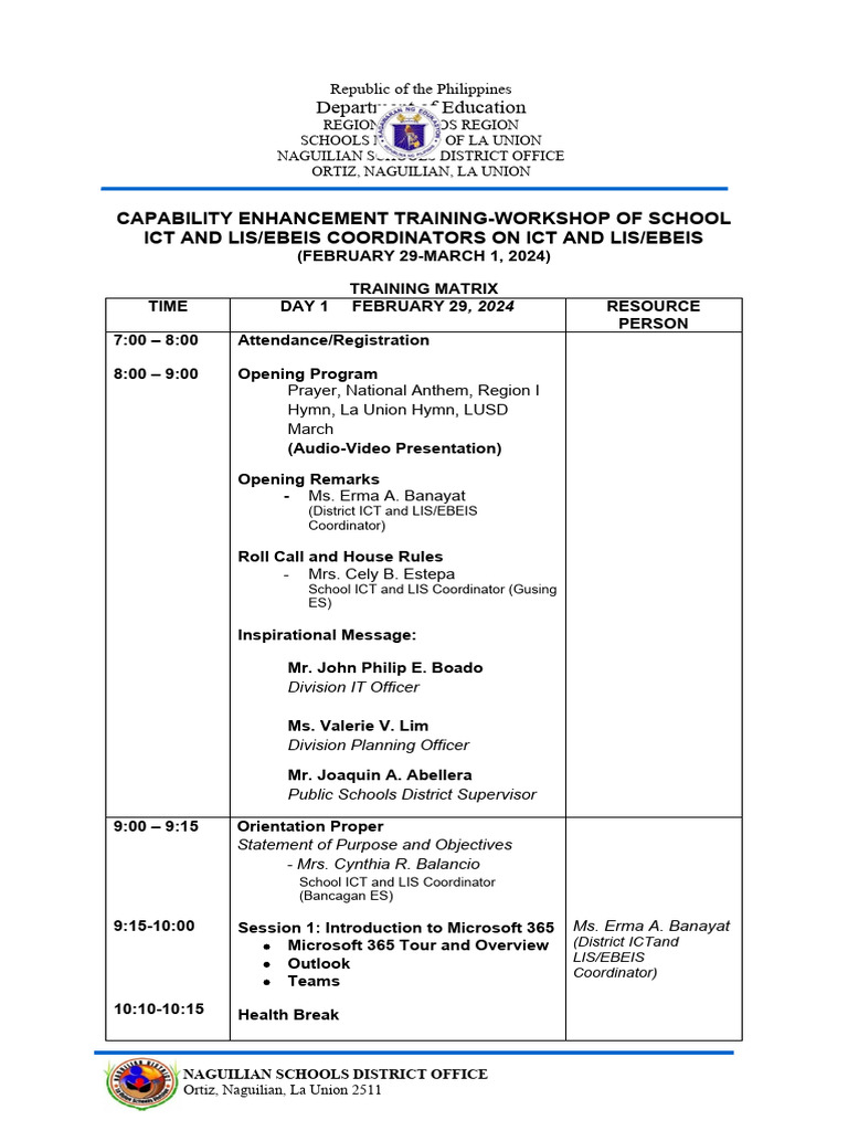 TRAINING-MATRIX-ICT TRAINING District 2024 | PDF | Cross Platform ...