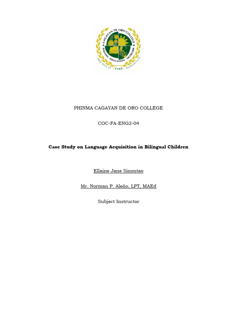 Eng 150 Case Study | PDF | Multilingualism | Language Development