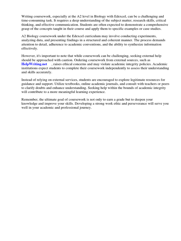 A2 Biology Coursework Examples Edexcel | PDF | Understanding | Cognition