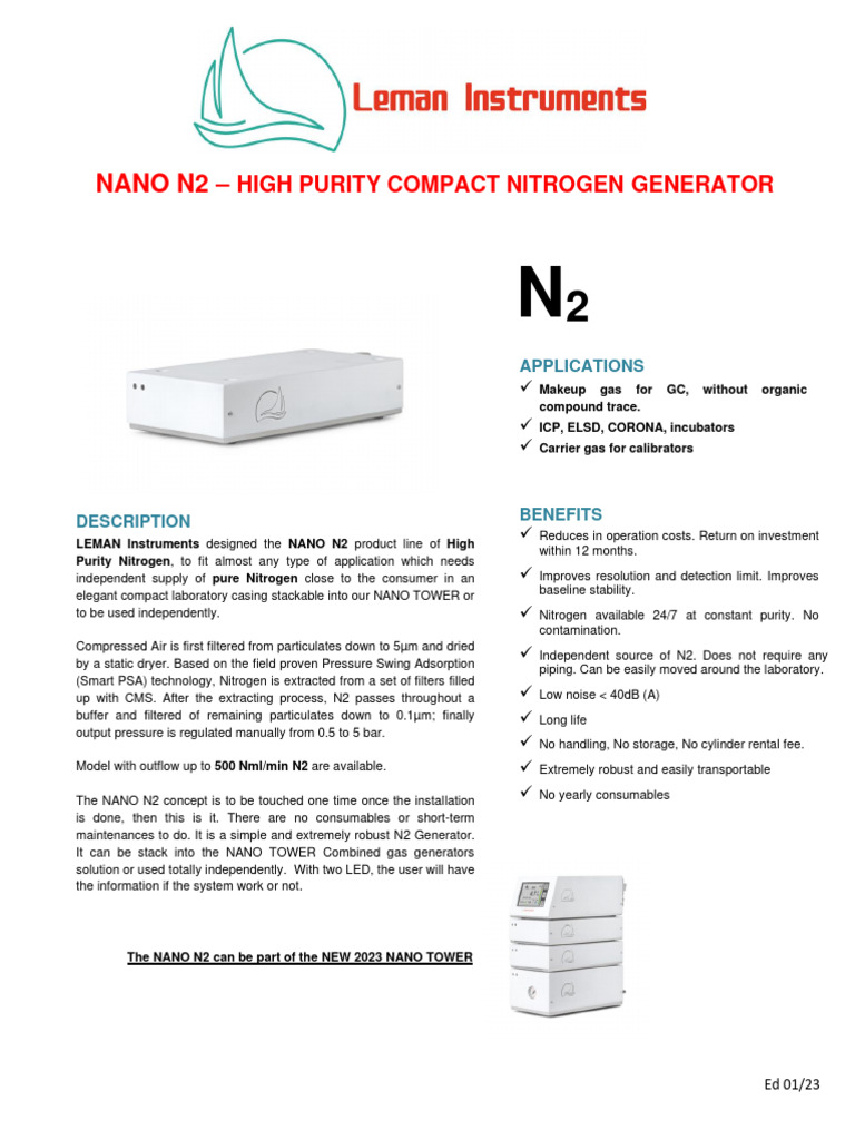 NANO N2 - Rev2023 | PDF | Nitrogen | Chemical Engineering