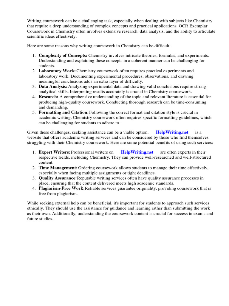 Ocr Exemplar Coursework Chemistry | PDF | Facebook | Experiment Ocr Exemplar Coursework Chemistry | PDF | Facebook | Experiment