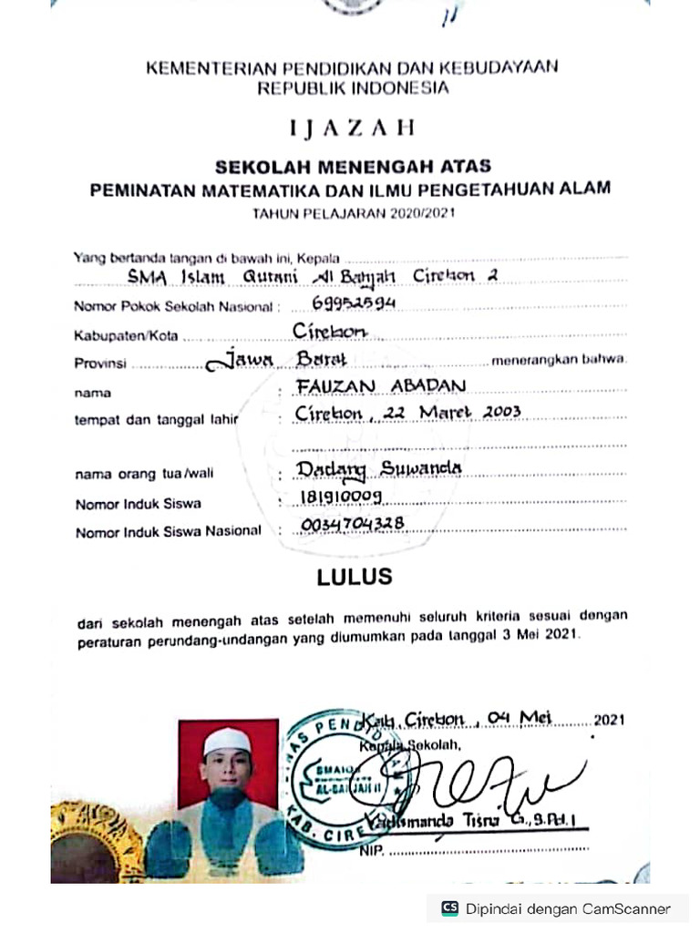 Ijazah, Transkip Nilai | PDF