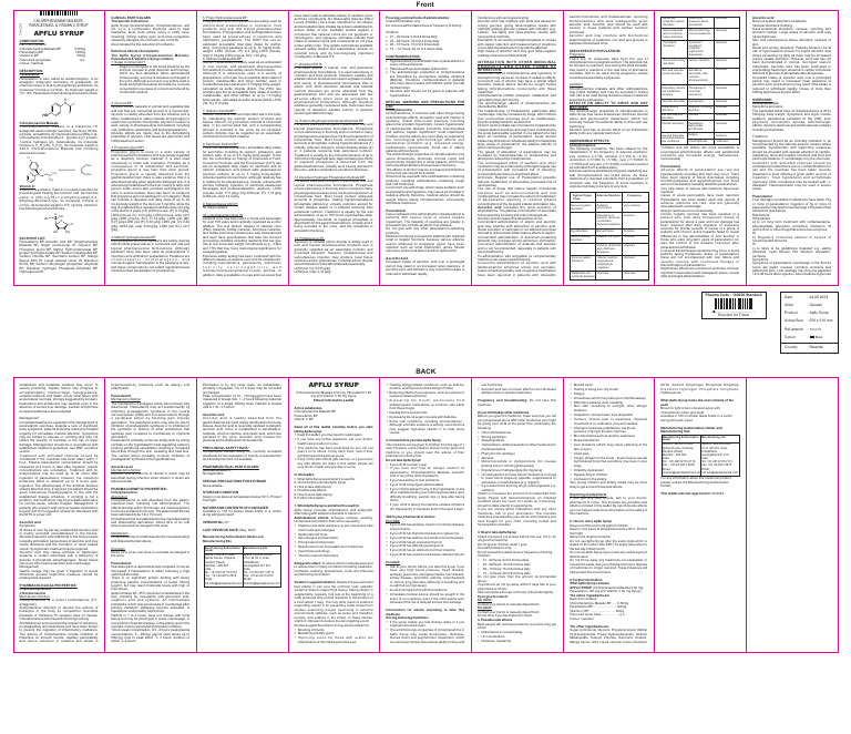 APFLU SYRUP Chlorphenamine Maleate BP 0.5mg Paracetamol BP 120 MG and ...