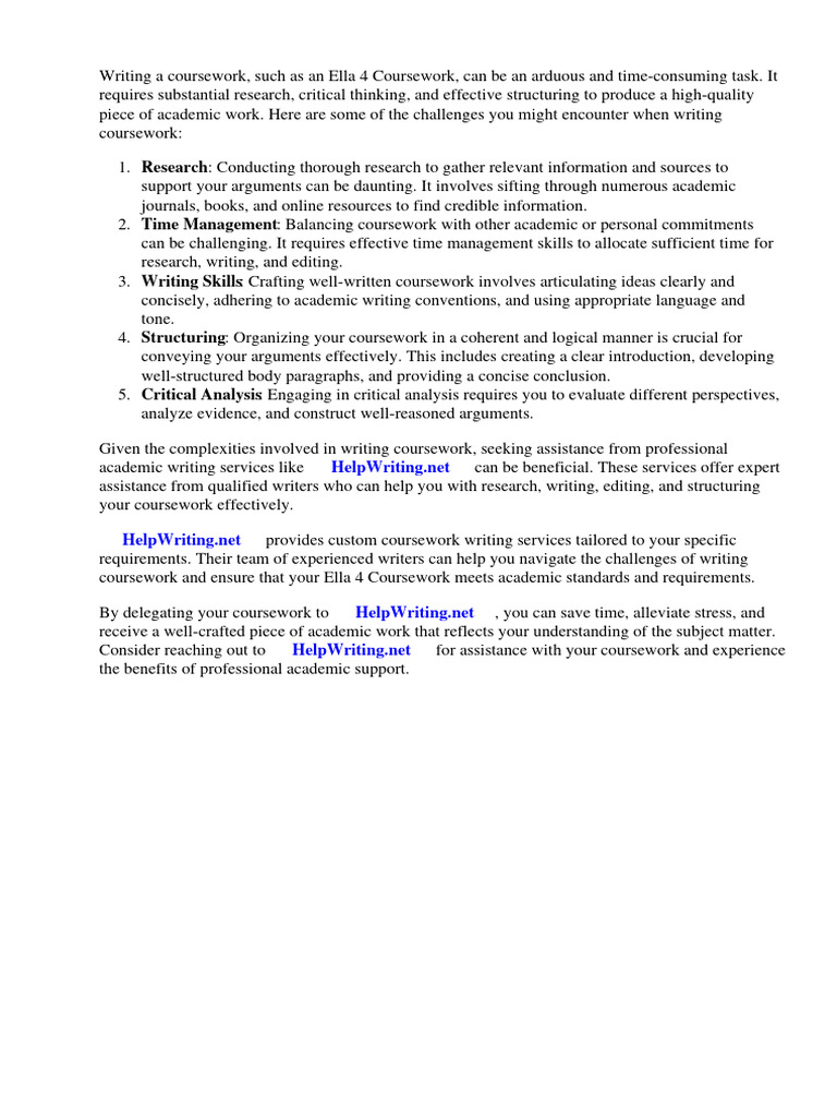 Ella 4 Coursework Structure | PDF | Critical Thinking | Literacy