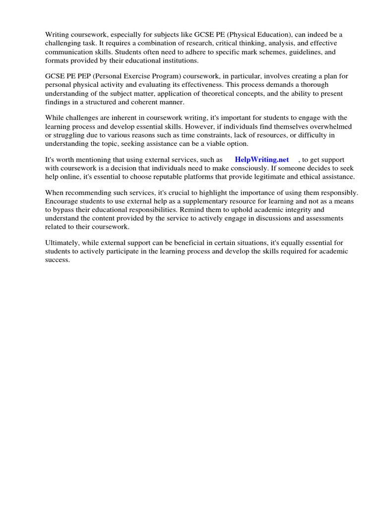 Gcse Pe Pep Coursework Mark Scheme | PDF | Physical Education ...