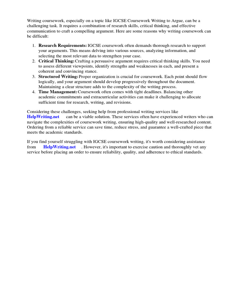 Igcse Coursework Writing To Argue | PDF | Critical Thinking | Thought