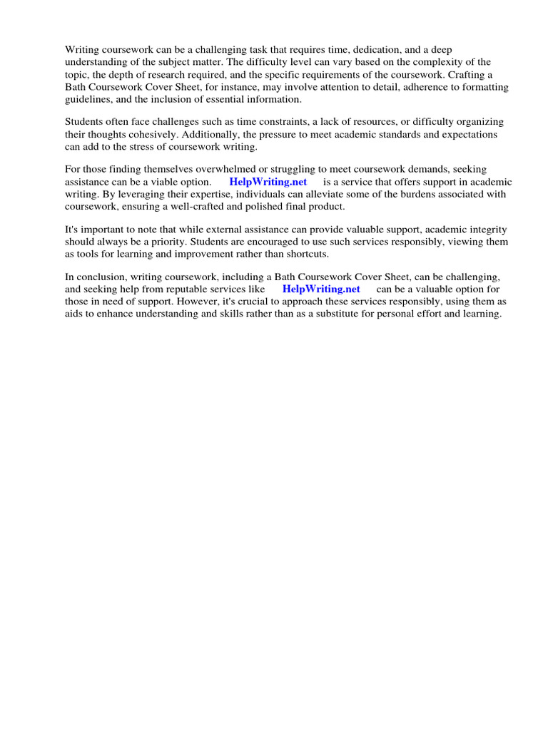 Bath Coursework Cover Sheet | PDF