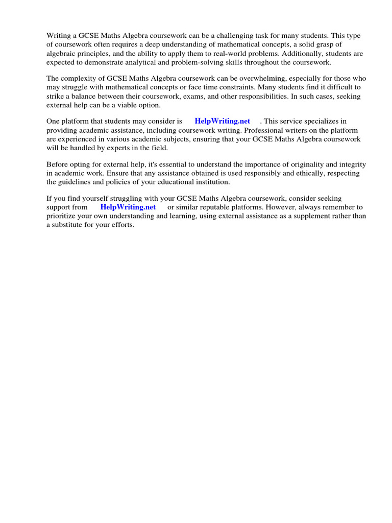 Gcse Maths Algebra Coursework | Download Free PDF | Quadratic Equation ...