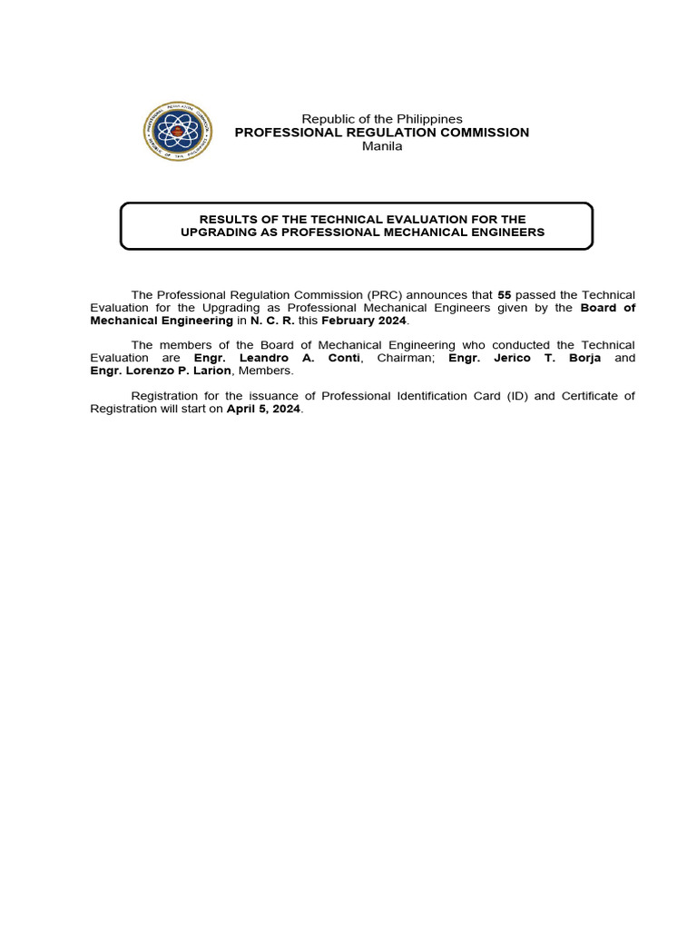 Pme0224results of The Technical Evaluation For The Upgrading As ...