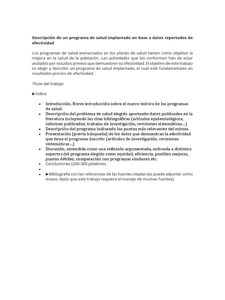 Descripción de Un Programa de Salud Implantado en Base A Datos ...