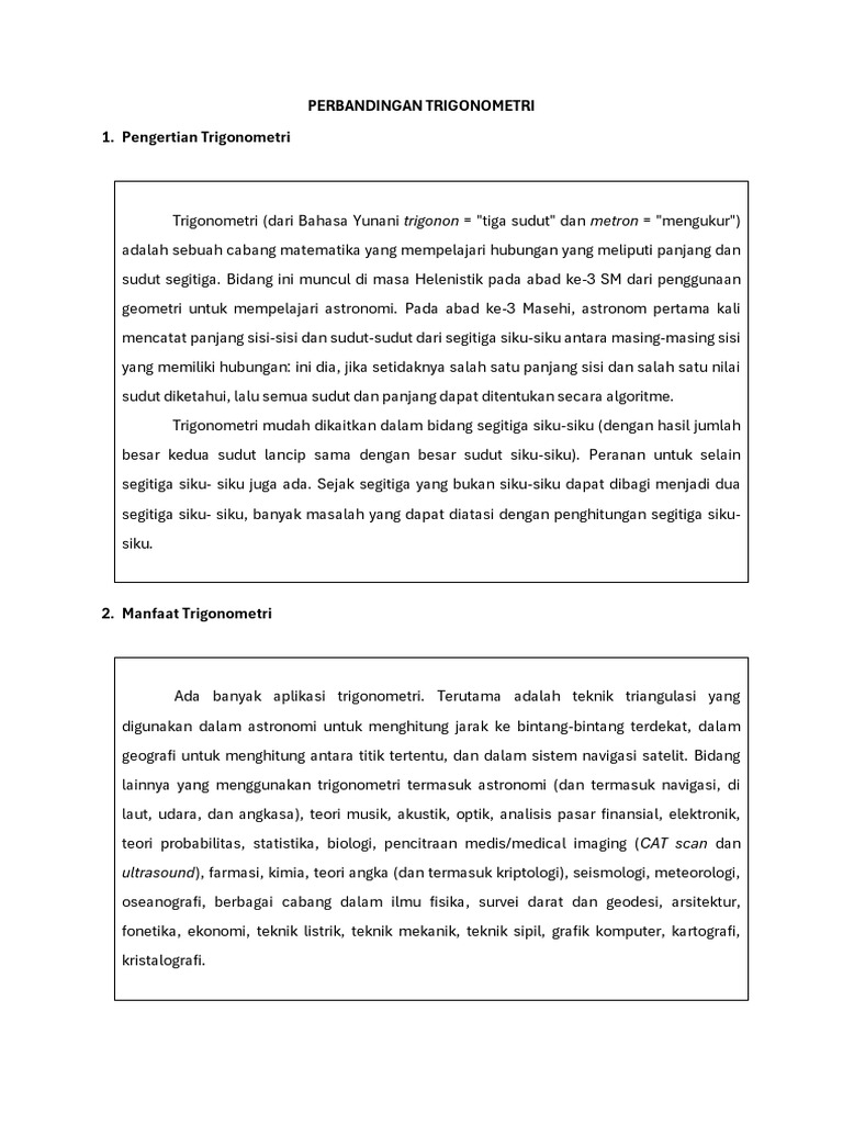 Materi - PERBANDINGAN TRIGONOMETRI | PDF | Sains & Matematika
