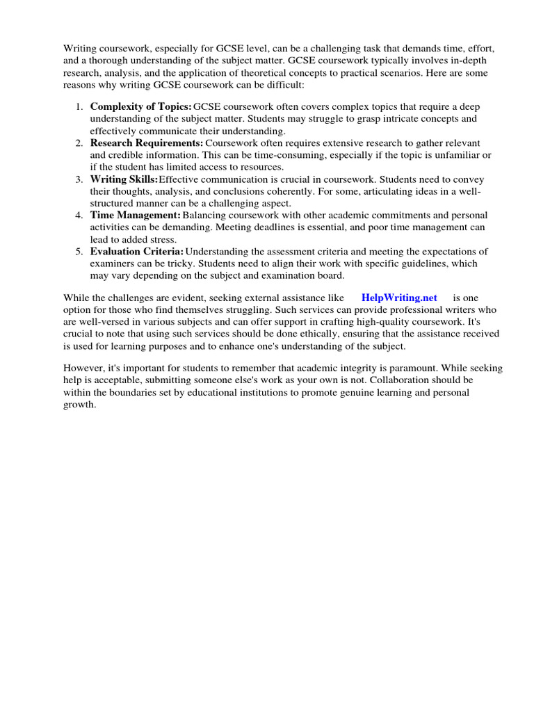 Can You Do Gcse Coursework at Home | PDF