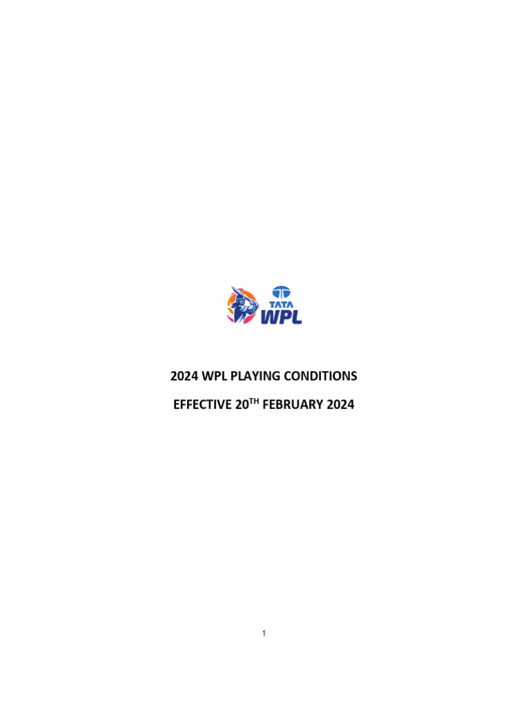 TATA WPL 2024 Match Playing Conditions | PDF | Athletic Sports | Cricket