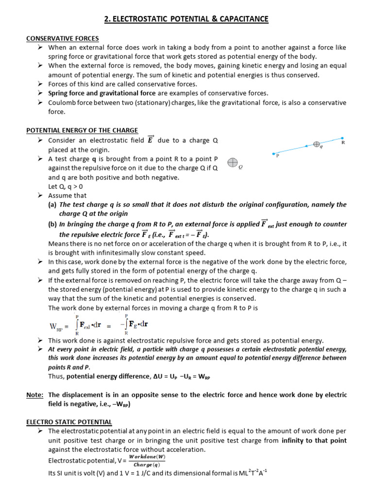 Electric Potential & Capacitance - 1-12 | PDF | Potential Energy ...