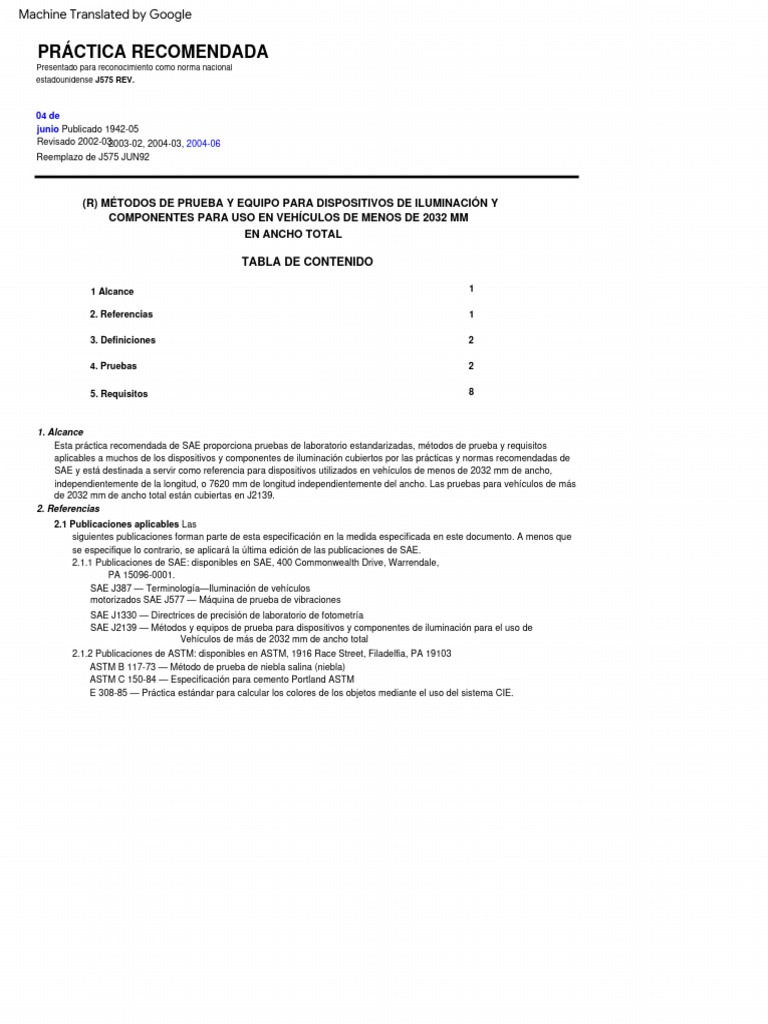 SAE-J575-42. Métodos de Prueba y Equipo para Dispositivos de ...