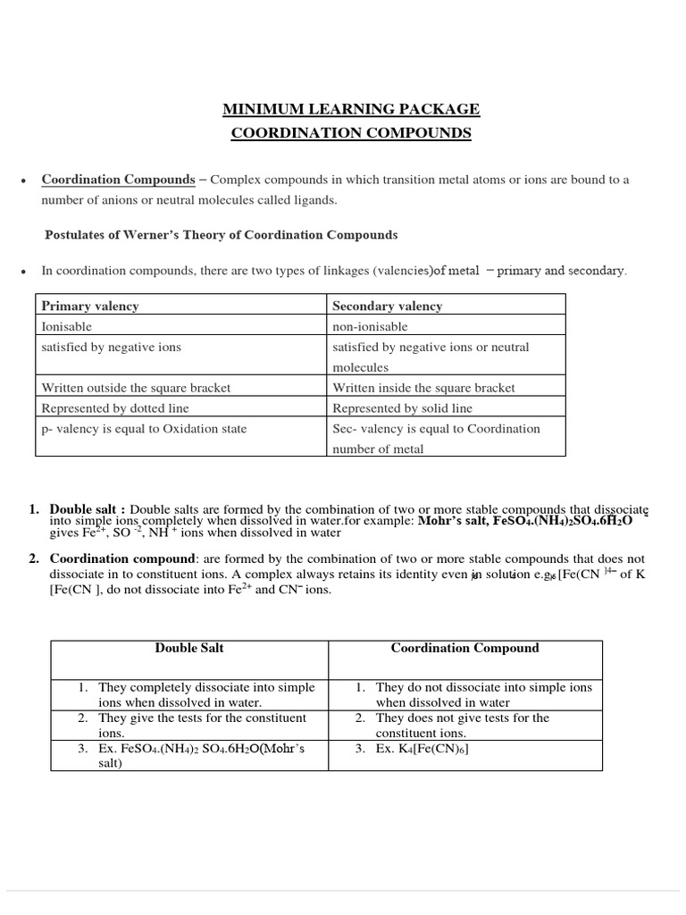 MLP of Coordination Compound PDF | PDF | Coordination Complex | Ligand