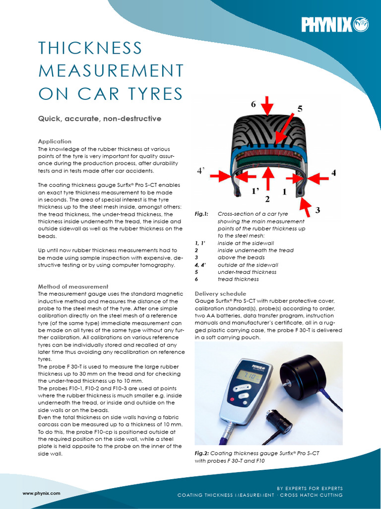 PHYNIX Thickness Measurement On Car Tyres | PDF | Tire | Calibration