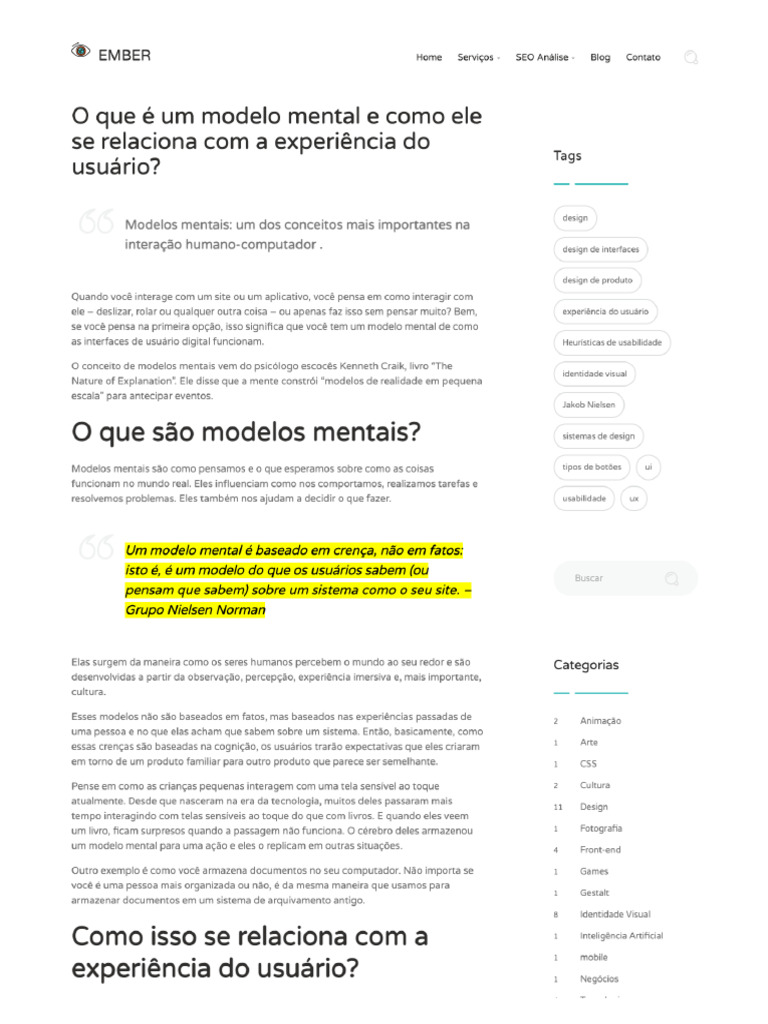 Modelo Mental e Como Ele Se Relaciona Com A Experiencia Do Usuario | PDF
