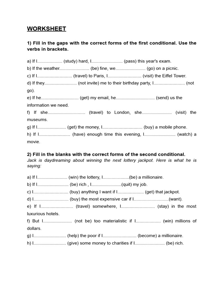 Worksheet Conditionals | PDF | Language Arts & Discipline | Teaching ...