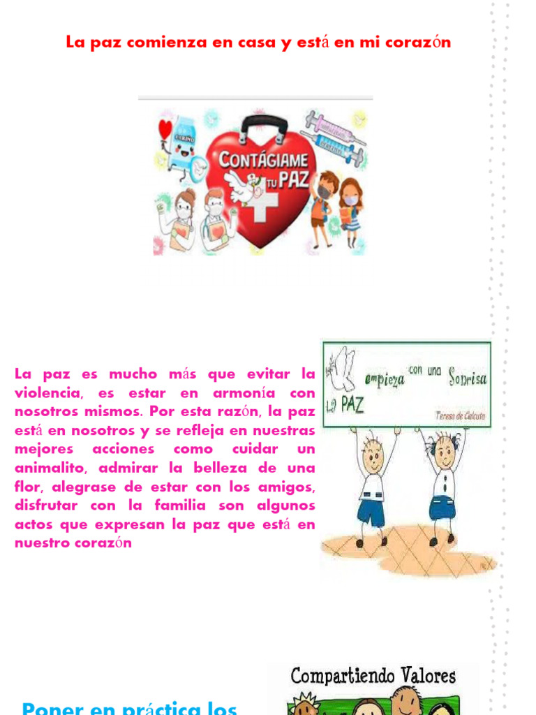 La Paz Comienza en Casa y Está en Tu Corazón | PDF