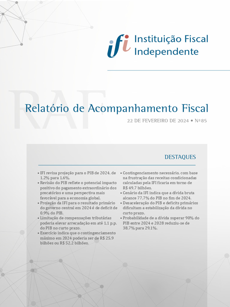Relatorio Acompanhamento Fiscal Raf 85 Fev 24 | PDF | Setor terciário ...