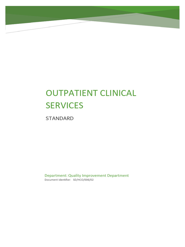 Outpatient Clinical Services Standards | PDF | Health Care | Patient